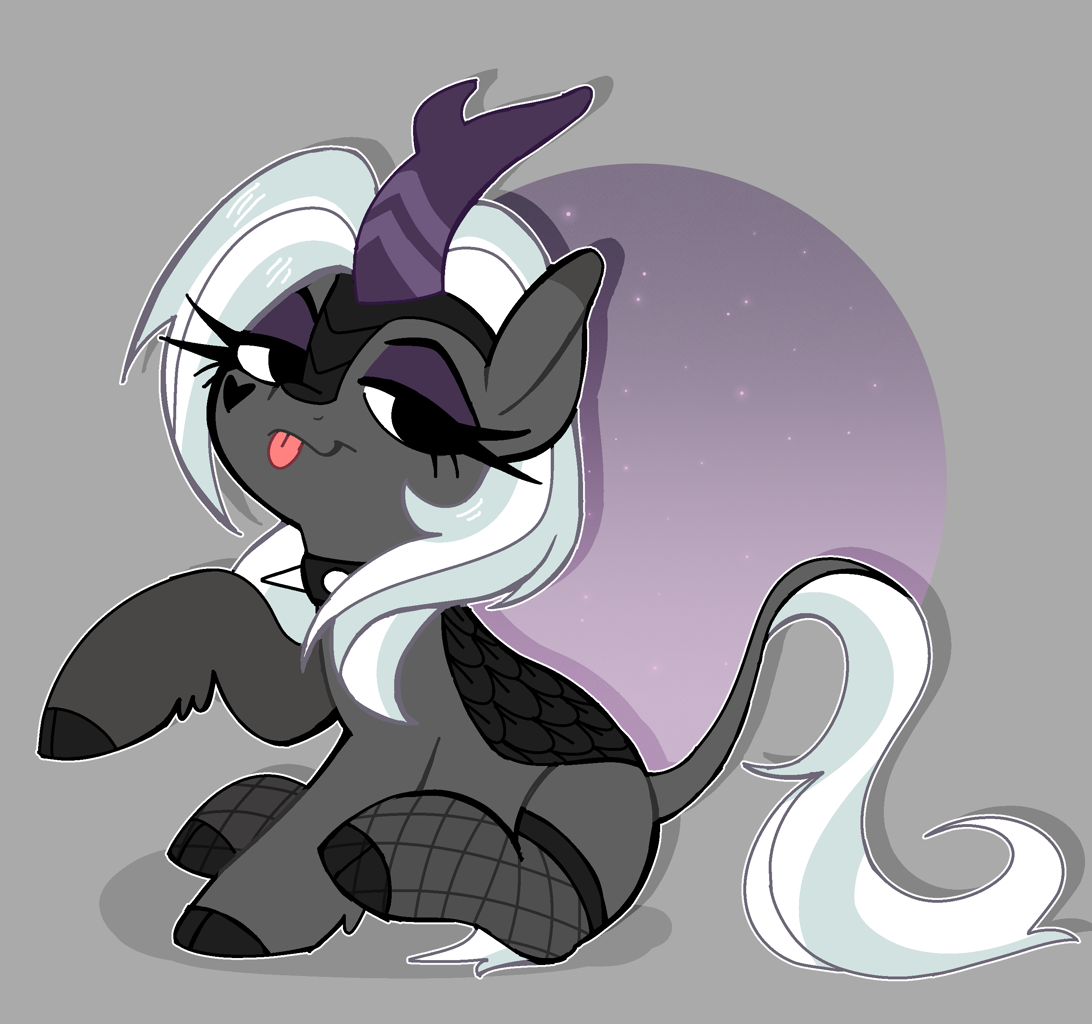 #3307245 - safe, artist:syrupyyy, oc, oc only, oc:jinx kurai, kirin, pony, :p, choker, clothes ...