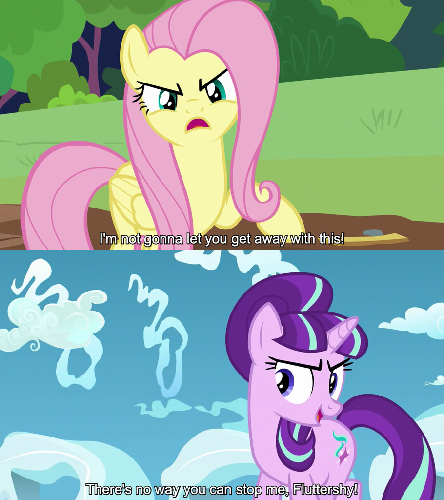 #3309286 - safe, edit, edited screencap, editor:jaredking779, screencap, fluttershy, starlight ...