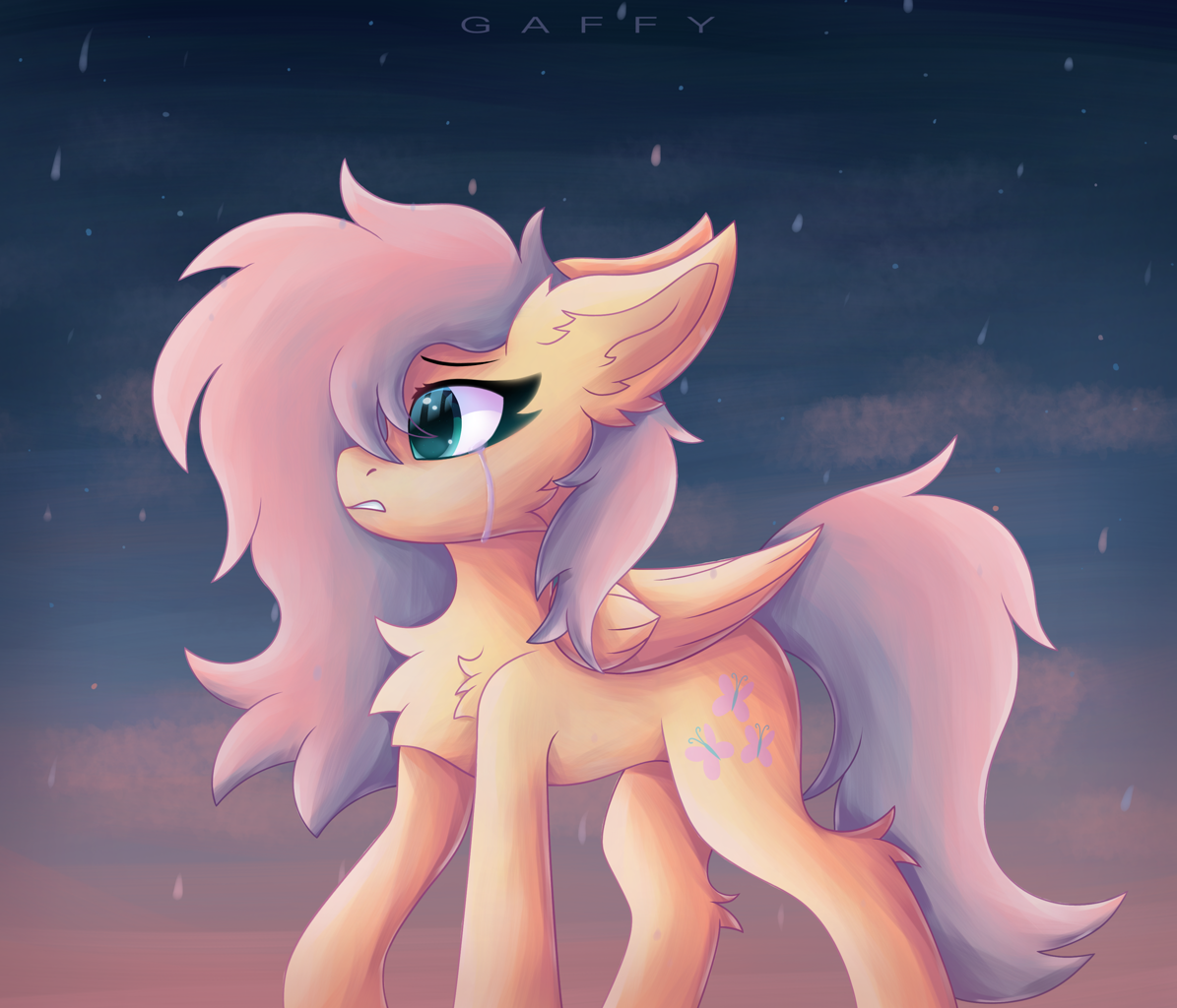 #3309582 - safe, artist:gaffy, fluttershy, pegasus, g4, cheek fluff, chest fluff, crying, ear ...