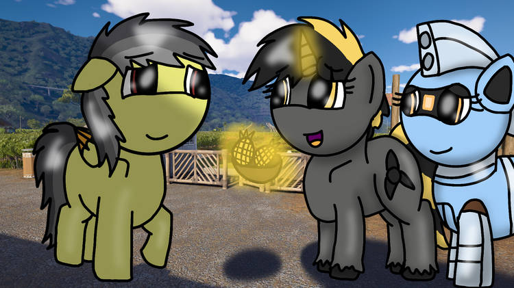 #3309616 - safe, artist:foxfer64_yt, oc, oc only, oc:kaia mahoe, oc:silverstream (robot pony ...