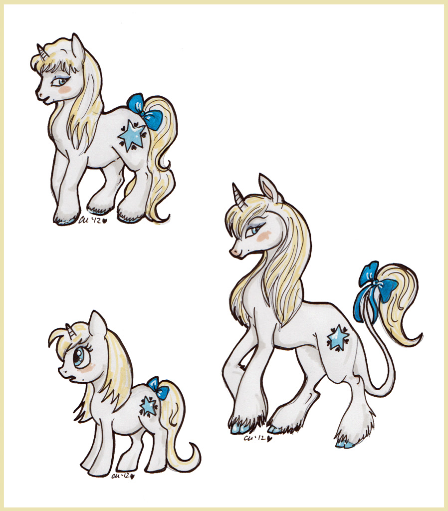 #3310850 - safe, artist:twinklestahh, oc, oc only, classical unicorn, pony, unicorn, g1, g4, bow ...