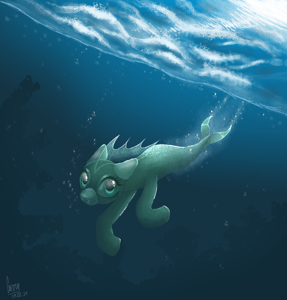 #3310943 - safe, artist:curryrice, oc, hybrid, merpony, original ...