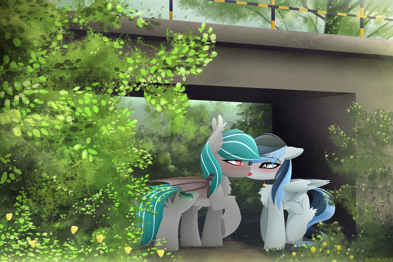 #3311176 - safe, artist:andaluce, oc, oc only, oc:haze northfleet, oc:malachite cluster, bat ...