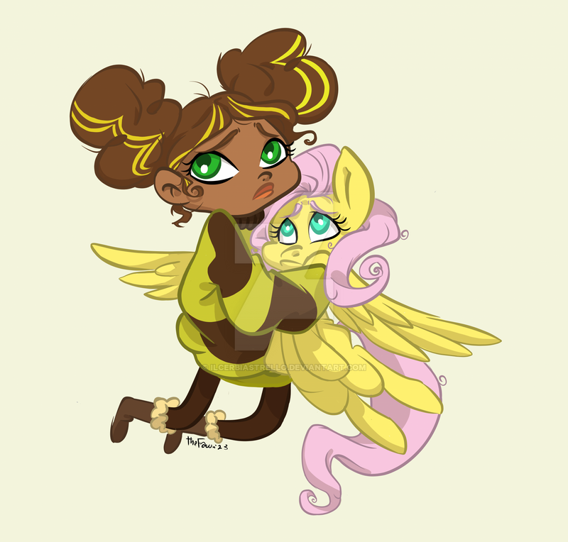 #3311691 - safe, artist:ilcerbiastrello, fluttershy, human, pegasus ...