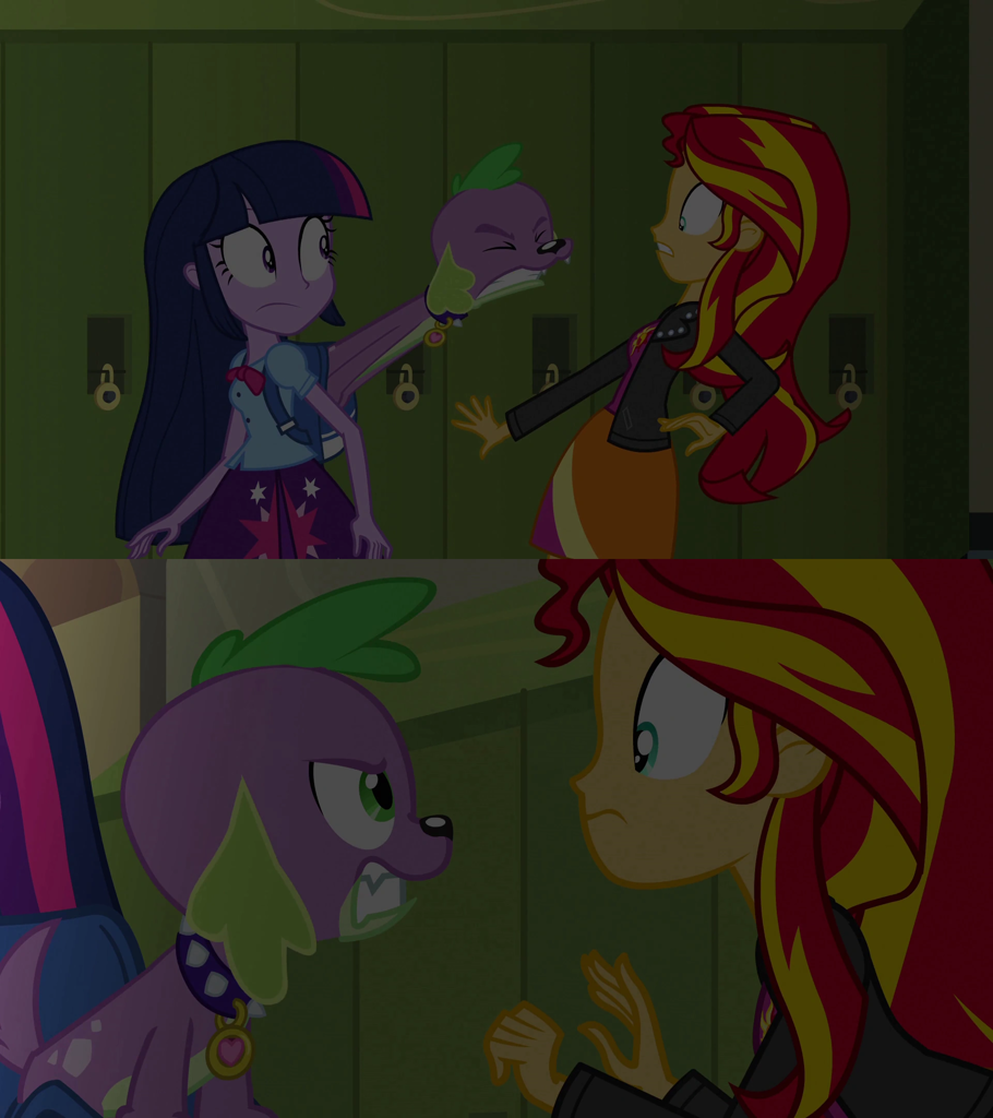 #3296083 - safe, edit, edited screencap, screencap, spike, sunset ...