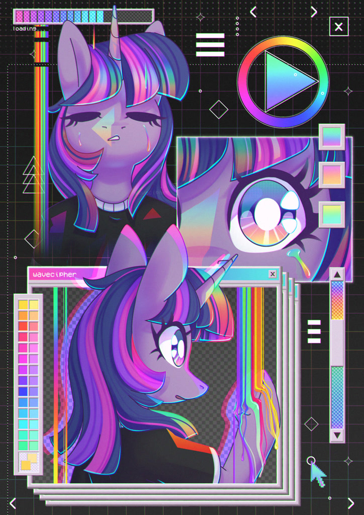 #3296631 - safe, artist:wavecipher, twilight sparkle, pony, unicorn, g4, clothes, color palette ...