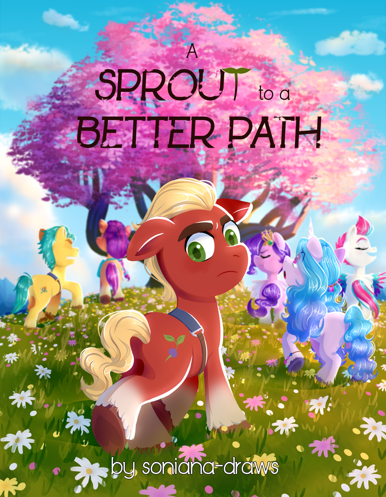 #3320085 - safe, artist:soniana_draws, hitch trailblazer, izzy moonbow, pipp petals, sprout ...