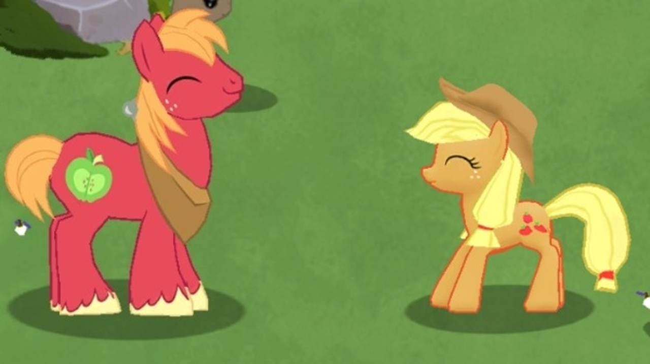#3320450 - safe, gameloft, screencap, applejack, big macintosh, earth ...