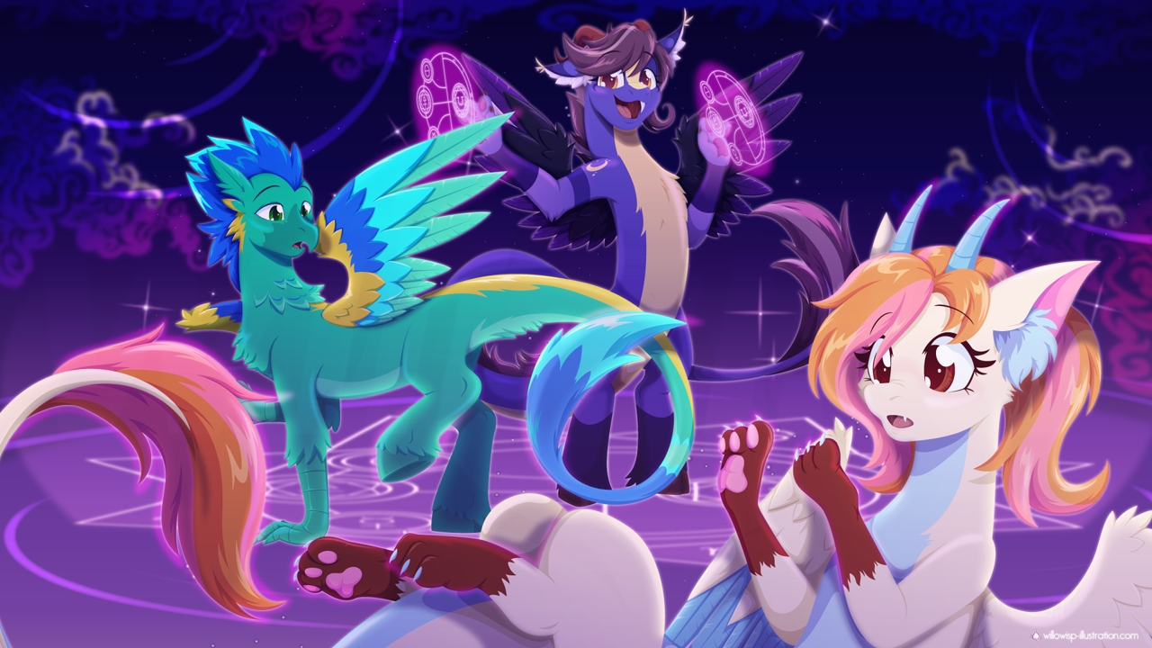 #3320479 - safe, artist:willoillo, oc, oc only, oc:belka, oc:sky splash, oc:solstice horizon ...