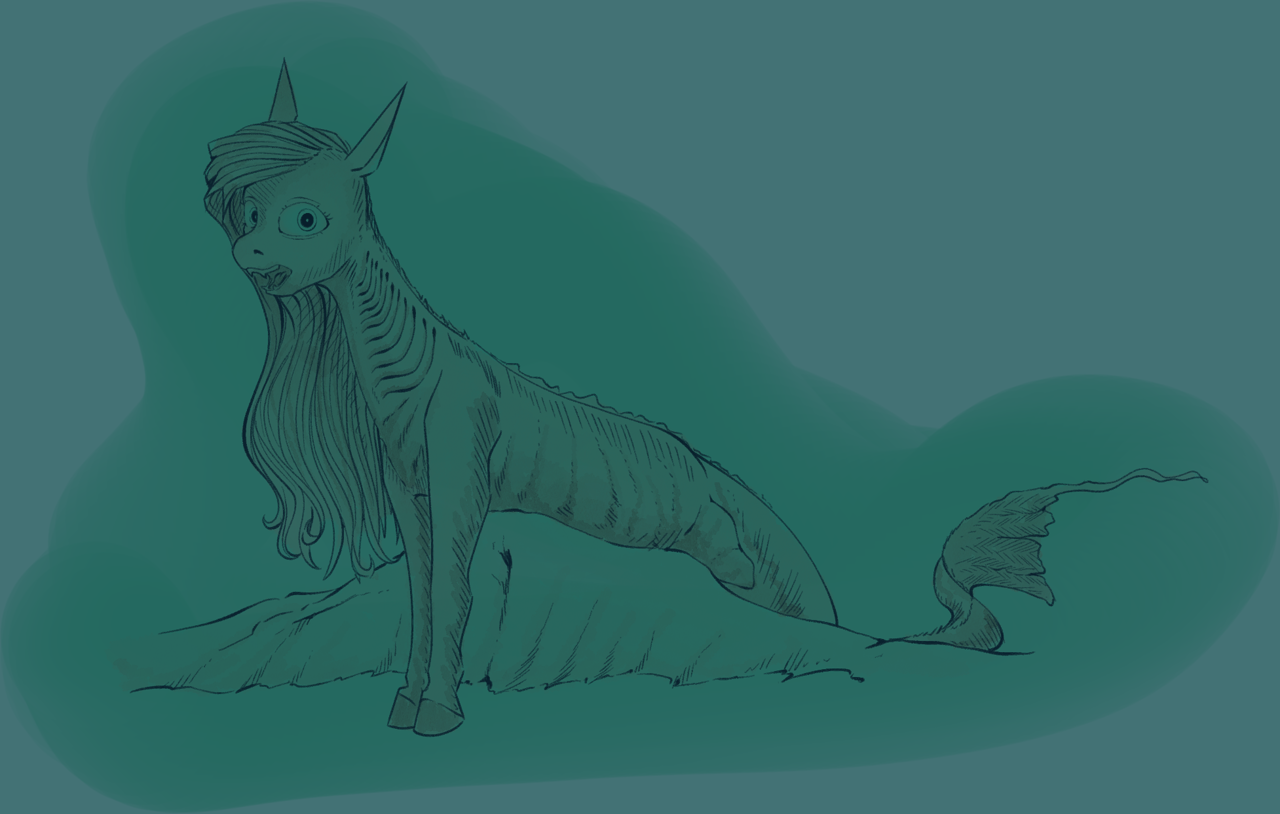 #3320884 - safe, artist:stray prey, oc, oc only, kelpie, pony, fangs ...