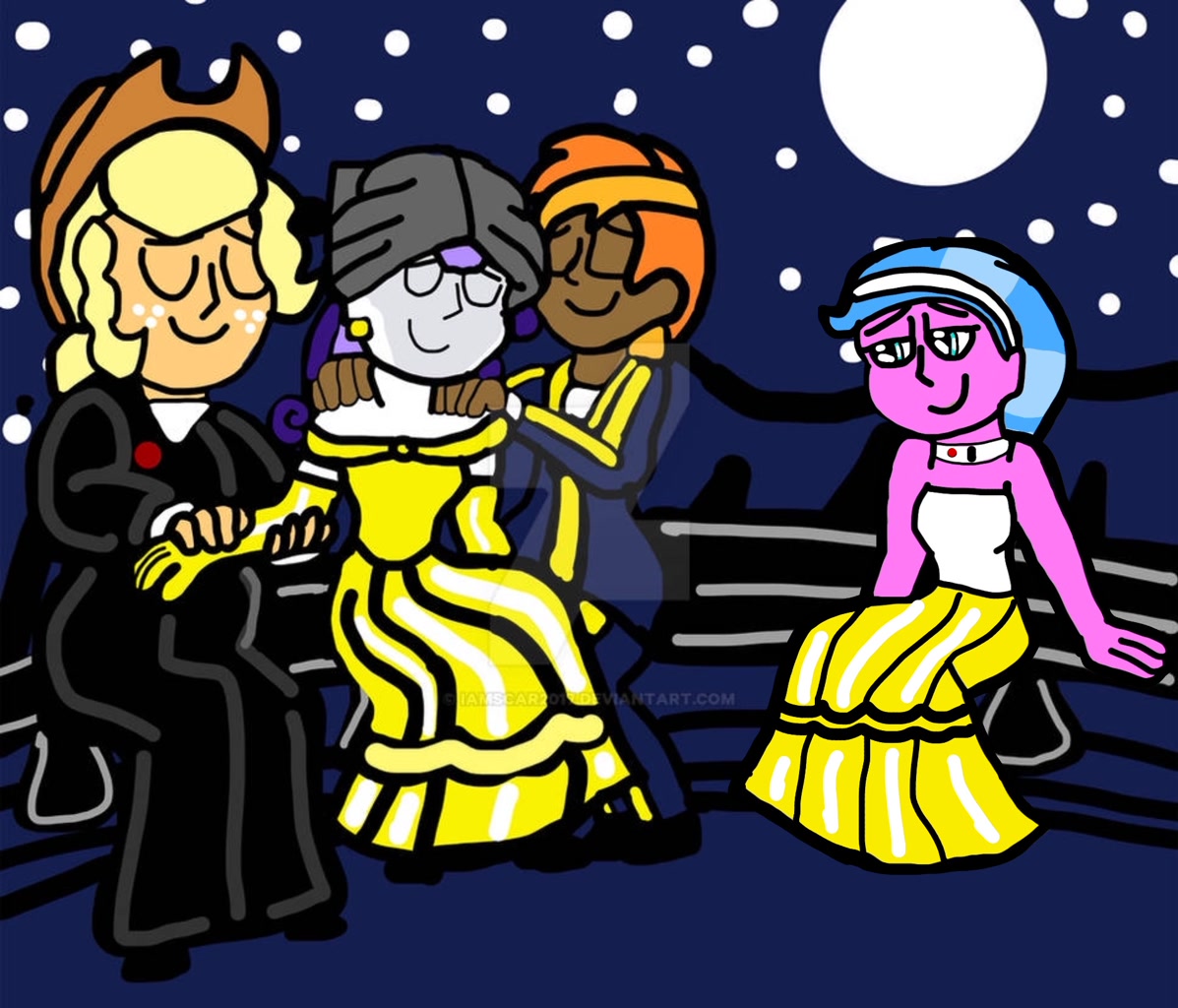 #3321045 - safe, artist:iamscar2017, aloe, applejack, button mash, sweetie belle, human ...