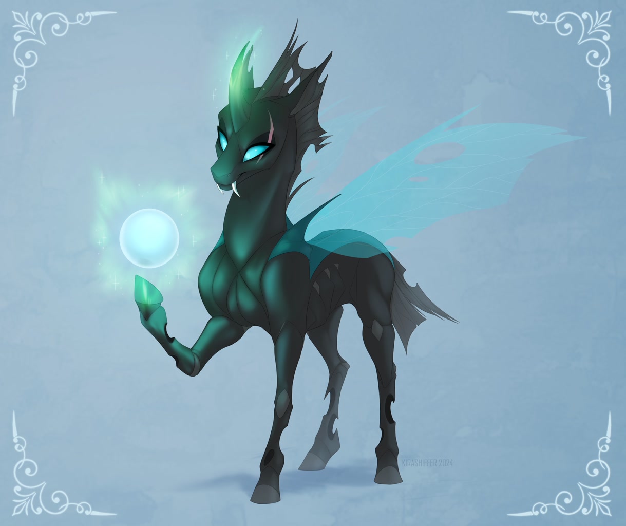 #3321276 - safe, artist:dementra369, oc, oc only, unnamed oc, changeling, changeling oc, concave ...