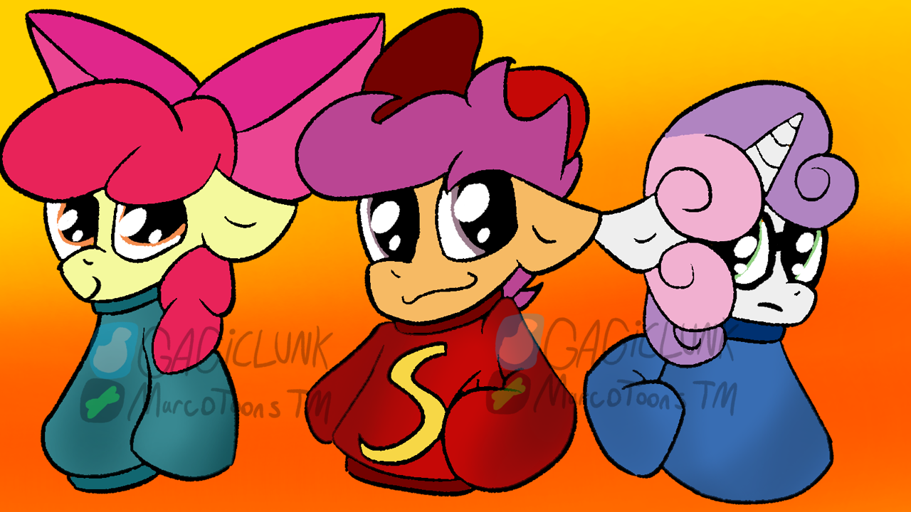 #3322321 - safe, artist:gagiclunk, apple bloom, scootaloo, sweetie ...