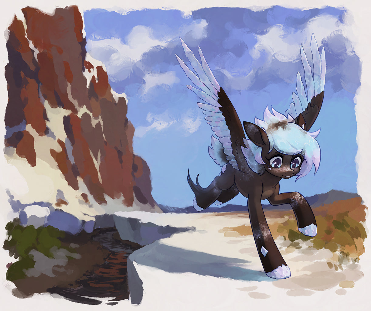 #3323440 - safe, artist:koviry, oc, oc only, oc:permafrost (rainspeak), pegasus, pony, blue eyes ...