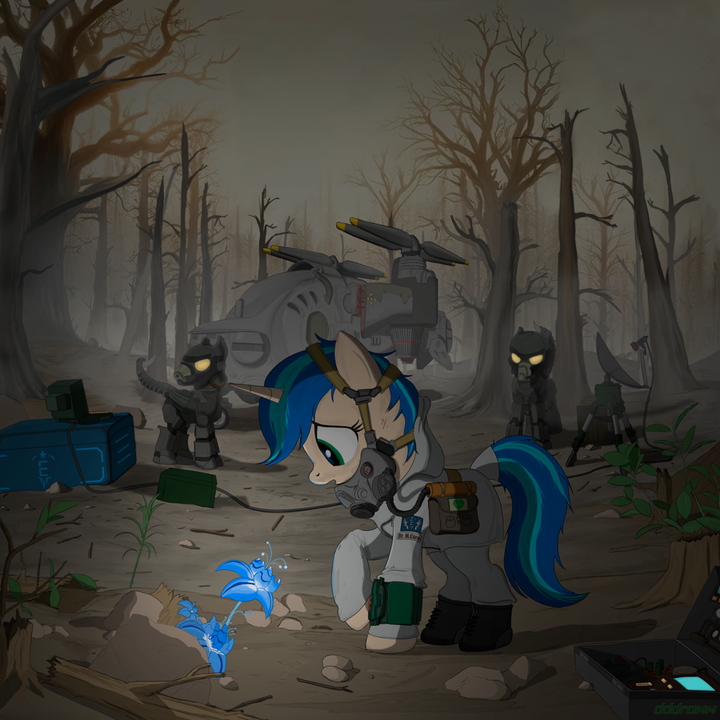 #3323615 - safe, artist:dddromm, oc, oc only, pegasus, pony, unicorn, fallout equestria, armor ...