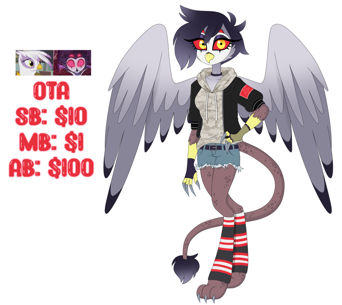 #3324705 - safe, artist:unoriginai, gilda, oc, bird, demon, griffon, hybrid, owl, owl griffon ...