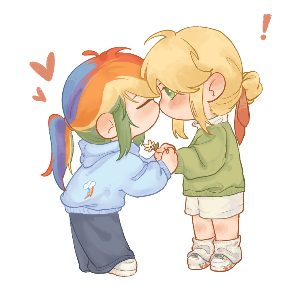 #3326329 - safe, artist:beiming81582, applejack, rainbow dash, human ...