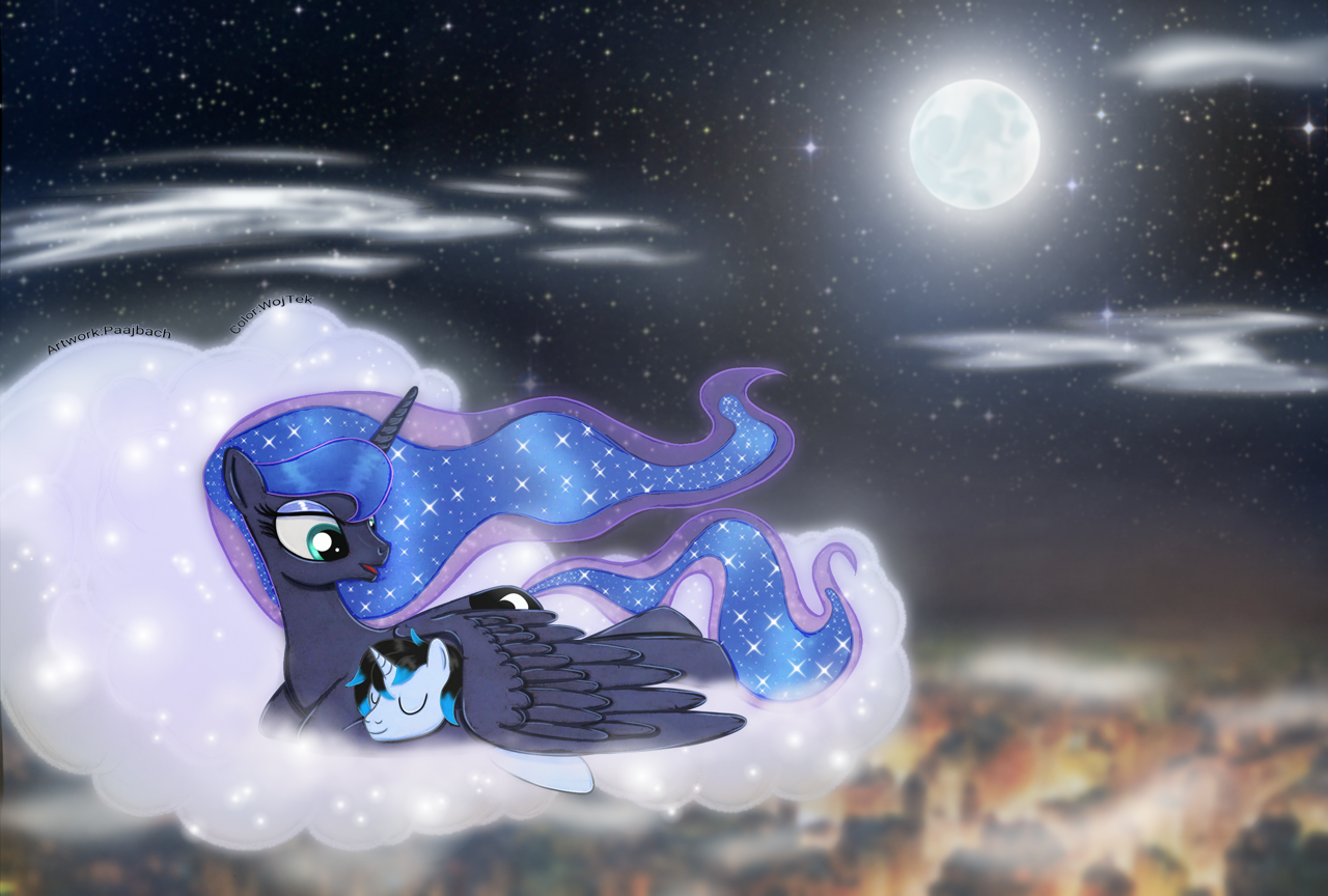 #3327997 - safe, artist:paajbach, editor:wojtek-ツ, princess luna, oc ...
