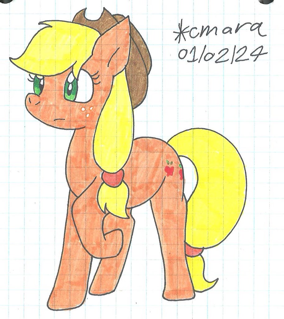 #3328478 - safe, artist:cmara, applejack, earth pony, pony, g4, female, graph paper, solo ...