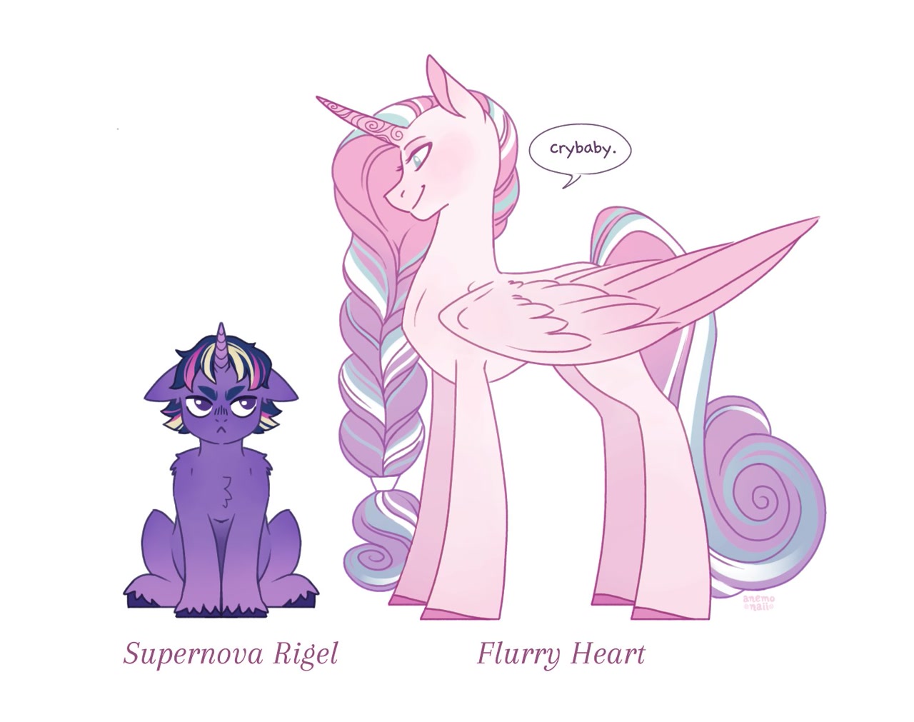 #3330536 - safe, artist:anemonaii, princess flurry heart, oc, oc:supernova rigel, alicorn, pony ...