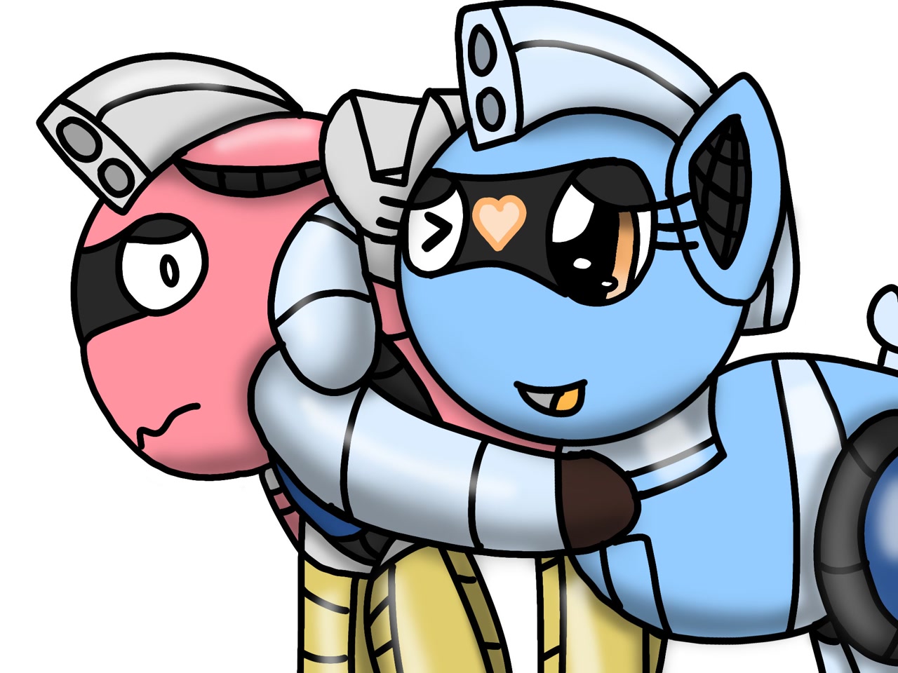 #3314578 - safe, artist:foxfer64_yt, oc, oc only, oc:silverstream (robot pony), oc:trackhead ...