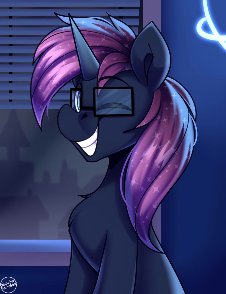 #3315709 - safe, artist:shadowreindeer, oc, oc only, oc:osiris eclipse, unicorn, bust, horn ...