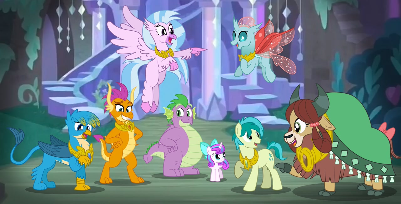 #3315880 - safe, artist:aleximusprime, gallus, ocellus, princess flurry ...