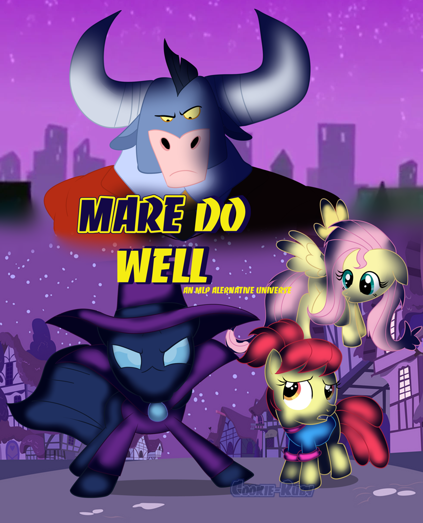 #3316573 - safe, artist:cookie-ruby, apple bloom, fluttershy, iron will ...