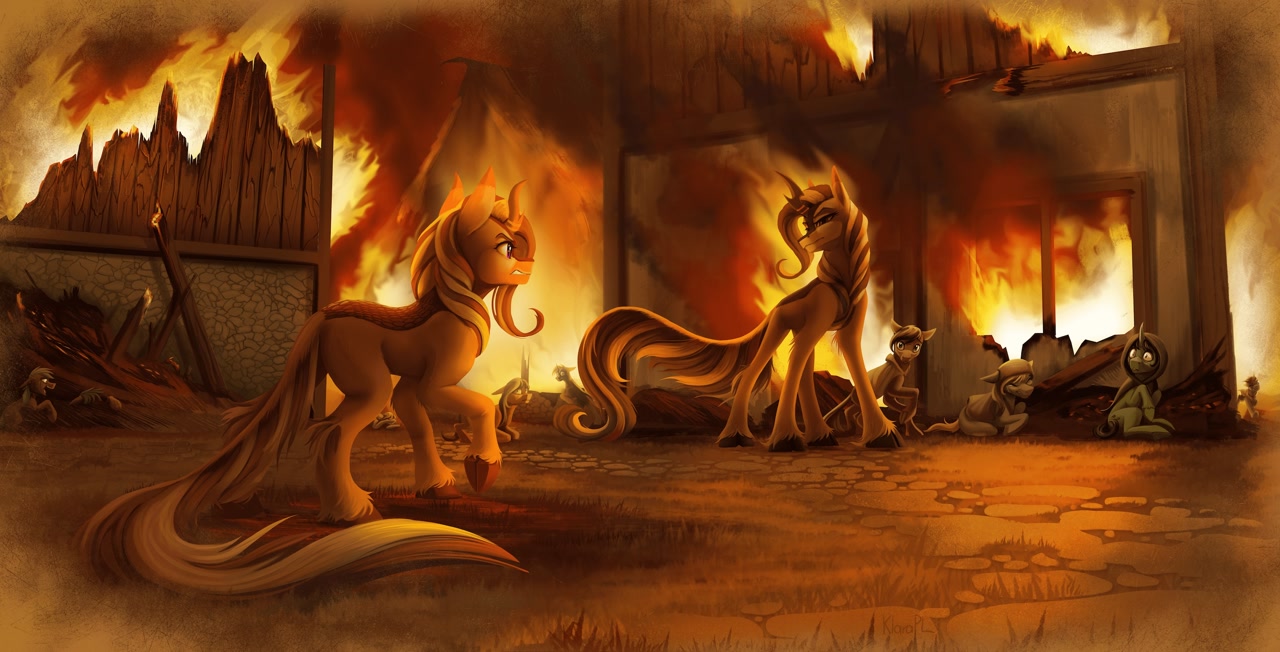 #3317797 - safe, artist:klarapl, oc, oc only, oc:lotus cinder, oc:searing gale, earth pony ...