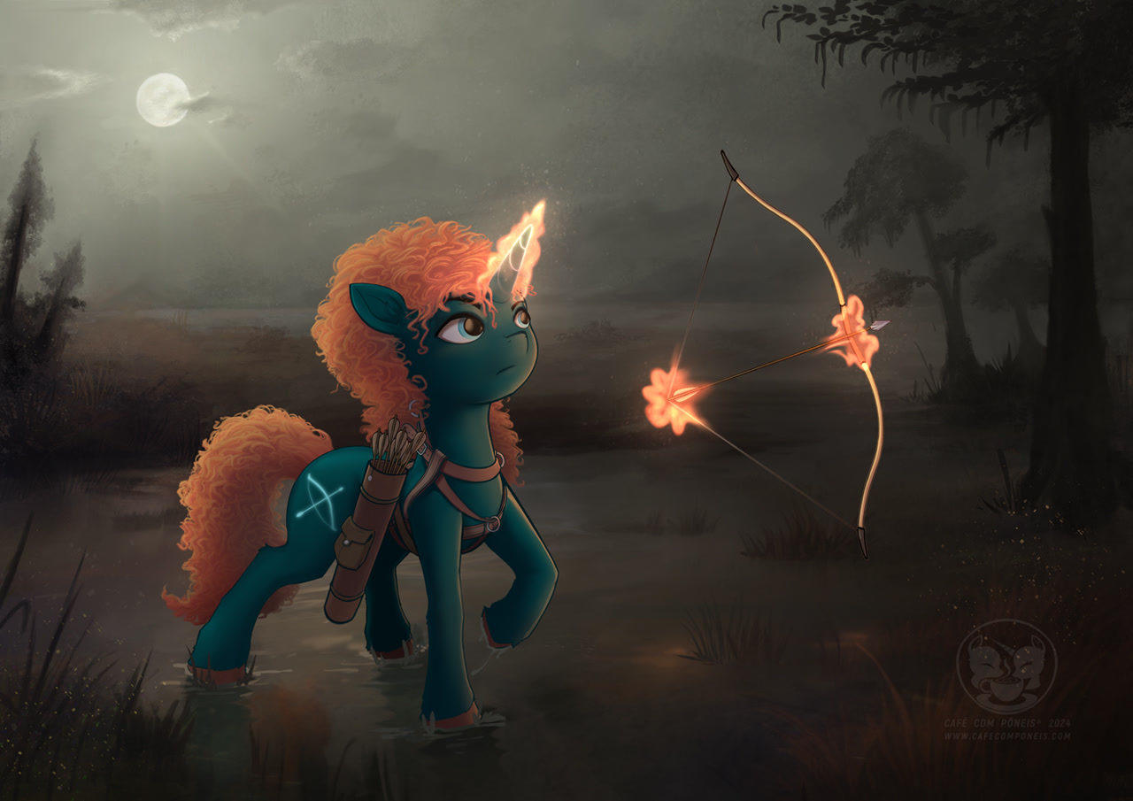 #3317803 - safe, artist:calena, pony, unicorn, bow, brave (movie ...