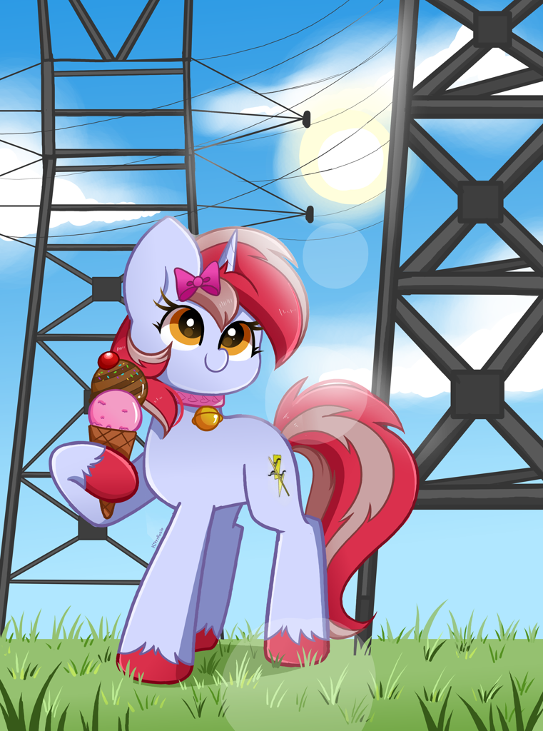 #3335010 - safe, artist:kittyrosie, oc, oc only, oc:cinnamon lightning ...