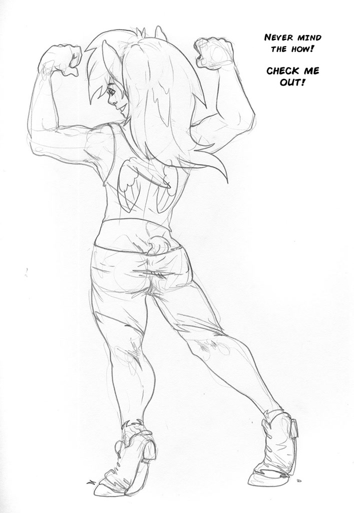 #3342026 - safe, artist:arania, rainbow dash, human, satyr, g4, clothes, dialogue, female ...