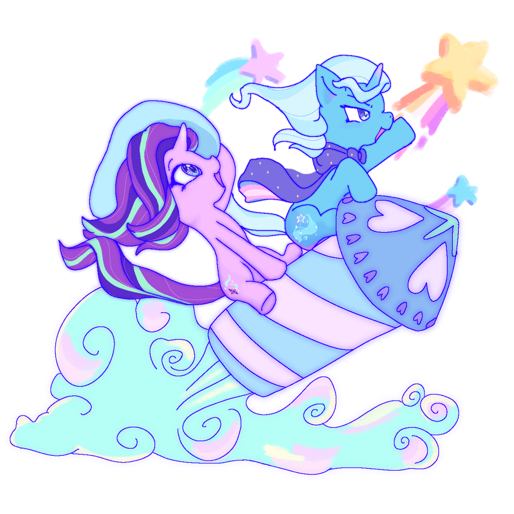 #3342990 - safe, artist:facecam, starlight glimmer, trixie, pony ...