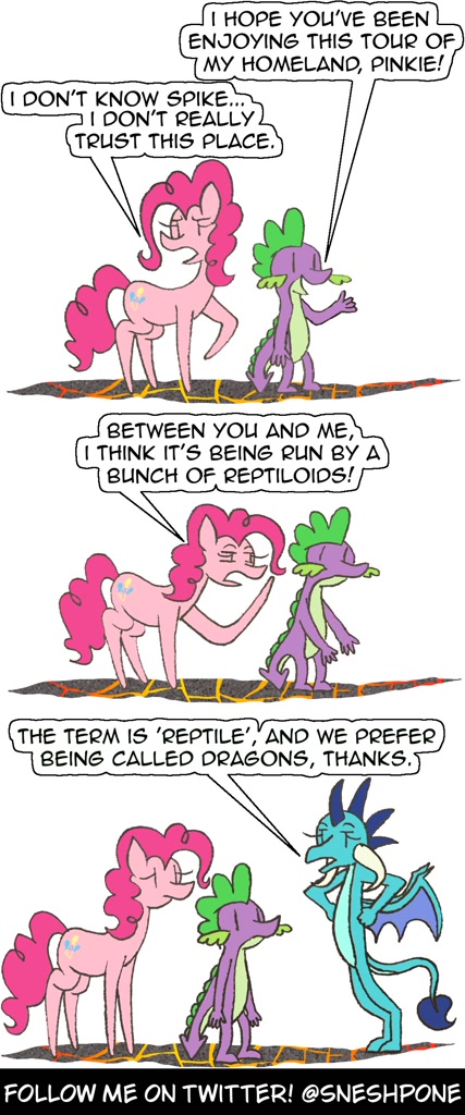 #3343887 - safe, artist:sneshpone, pinkie pie, princess ember, spike ...