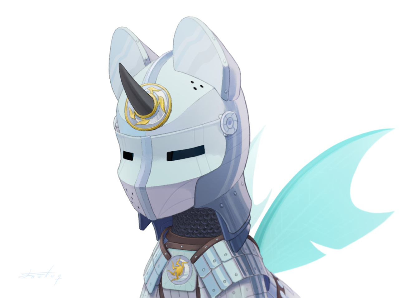 #3346489 - safe, artist:dipfanken, changeling, armor, solo - Derpibooru