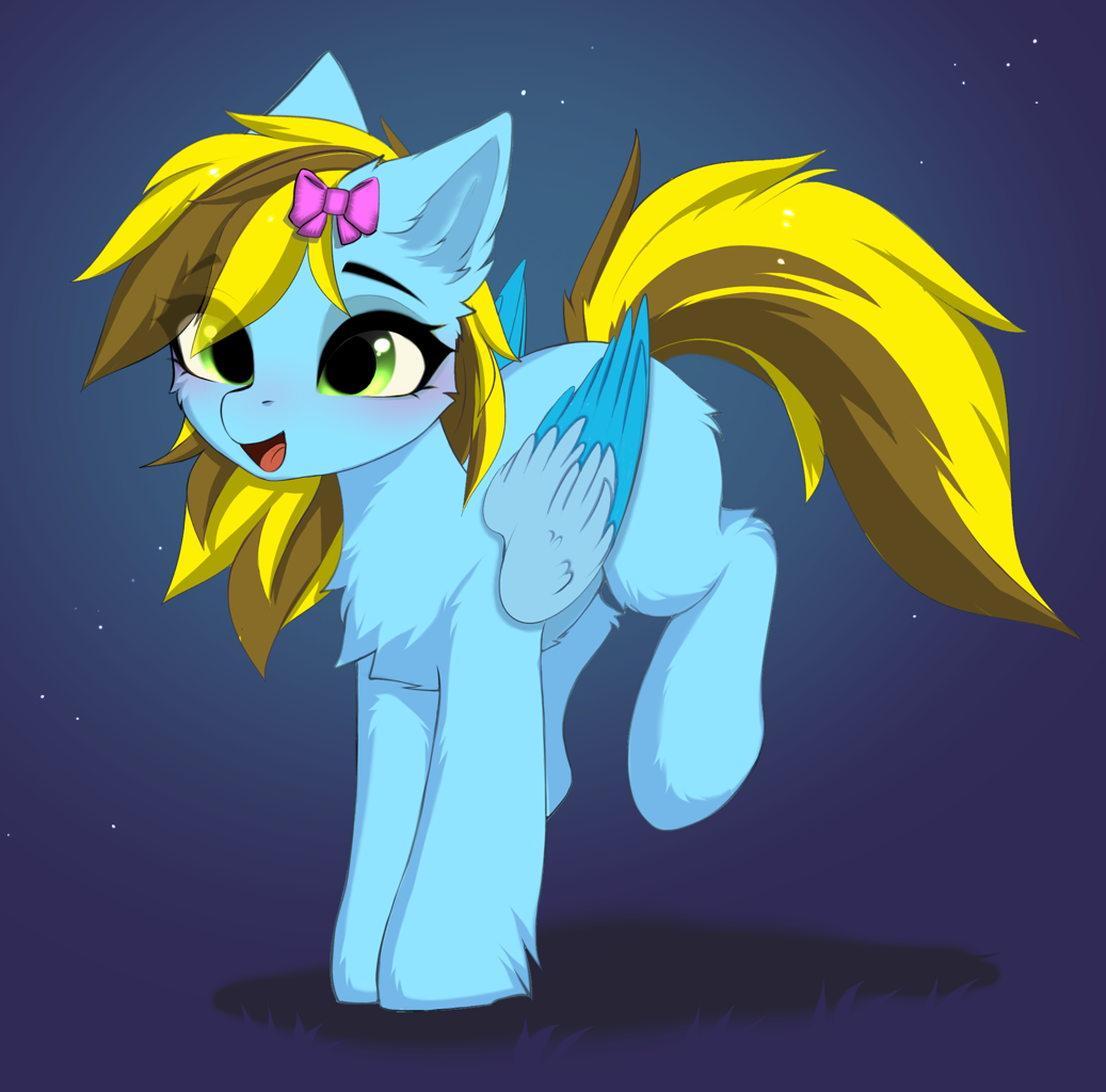 #3335092 - safe, artist:empress-twilight, oc, oc only, oc:lucky bolt, pegasus, pony, cheek fluff ...