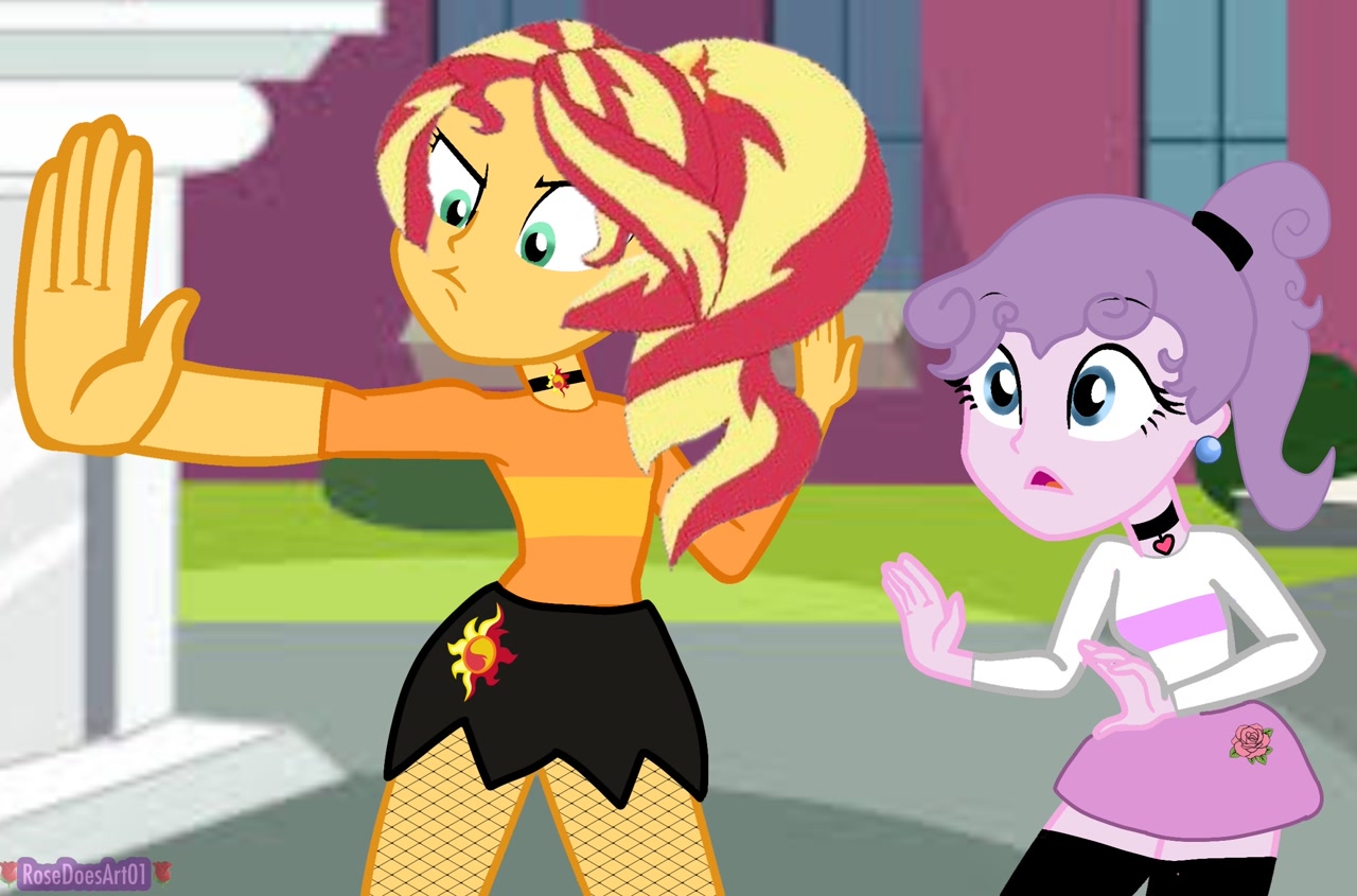 #3347906 - safe, artist:rosedoesart01, sunset shimmer, oc, oc:rose ...