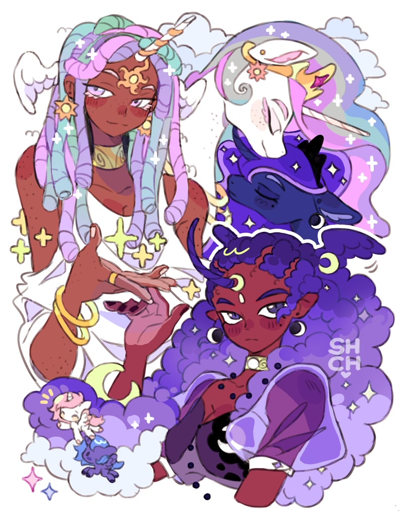 #3349086 - safe, artist:sharpycharot, princess celestia, princess luna ...