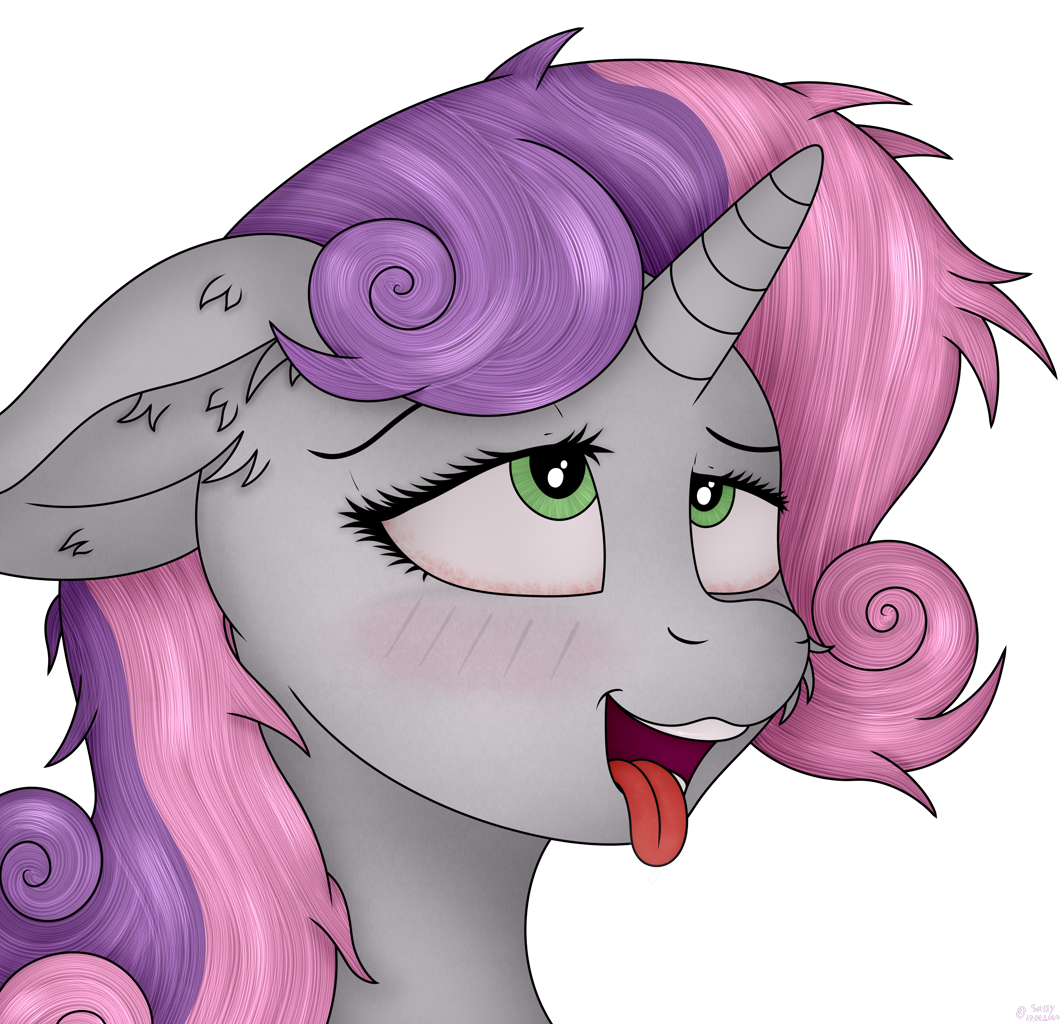 #3350632 - suggestive, artist:sassysvczka, sweetie belle, pony, unicorn ...