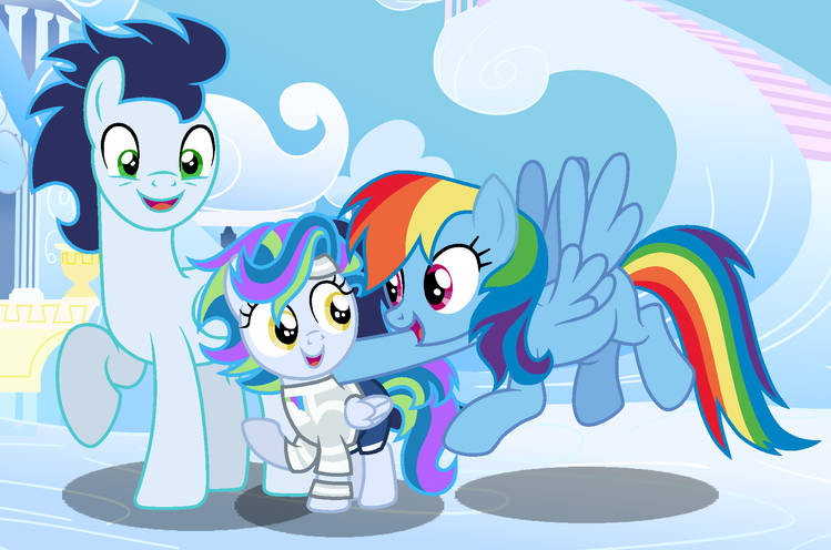 #3351662 - safe, artist:starvelvetyt, rainbow dash, soarin', oc, oc:sky ...