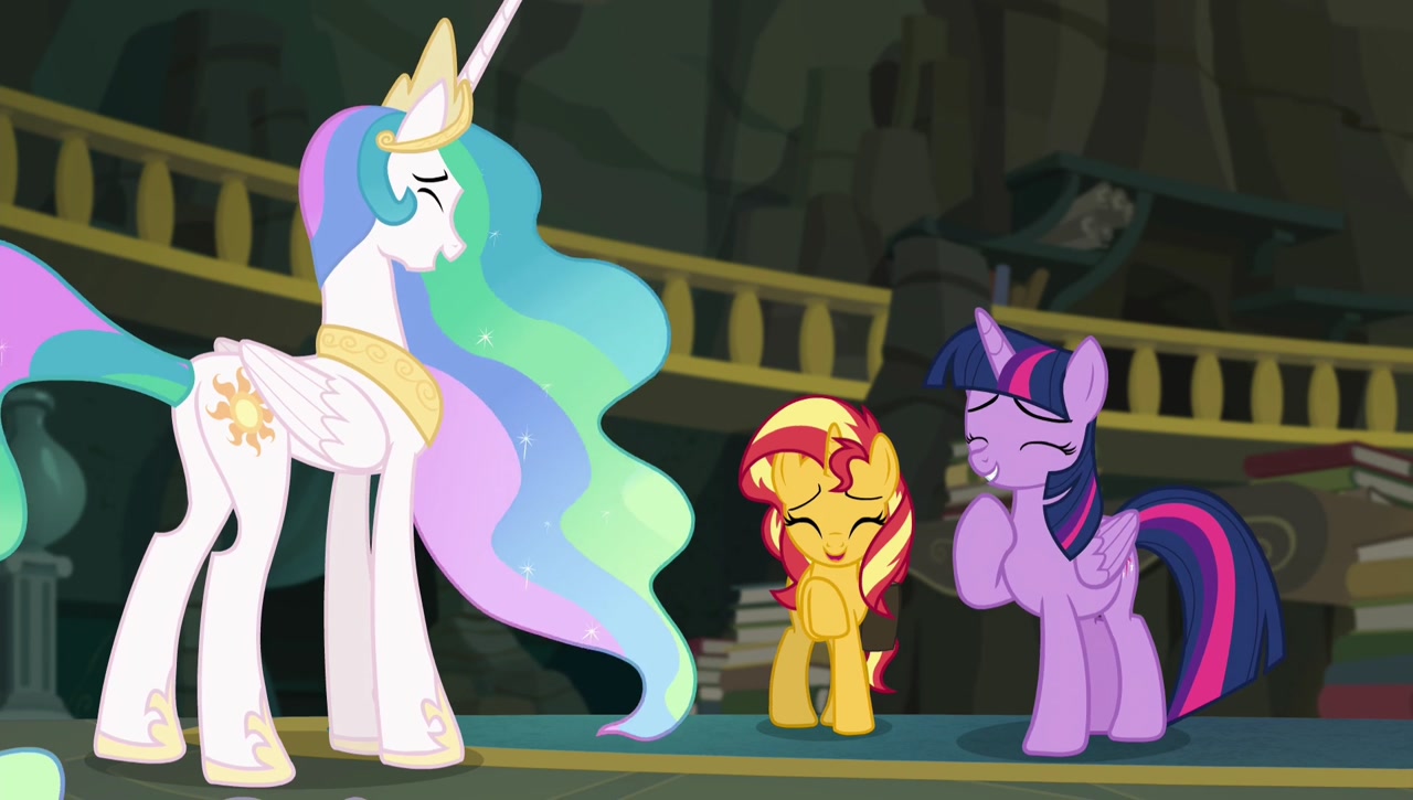 #3353012 - safe, screencap, princess celestia, sunset shimmer, twilight ...