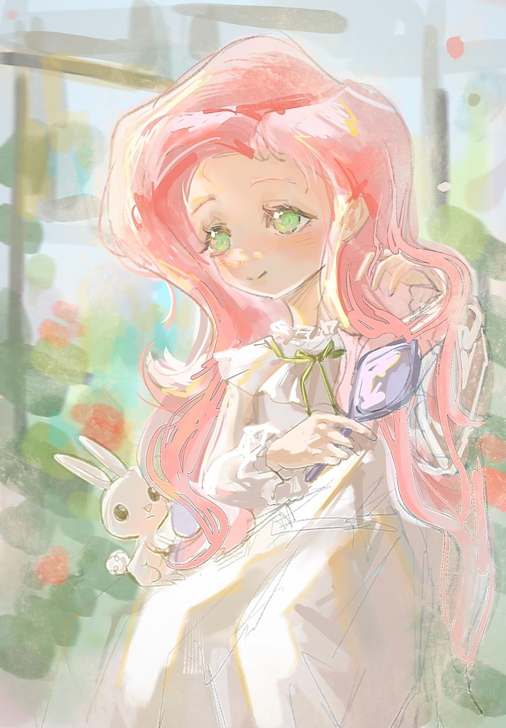 #3353110 - safe, artist:qiaoqiaosu52832, angel bunny, fluttershy, human ...