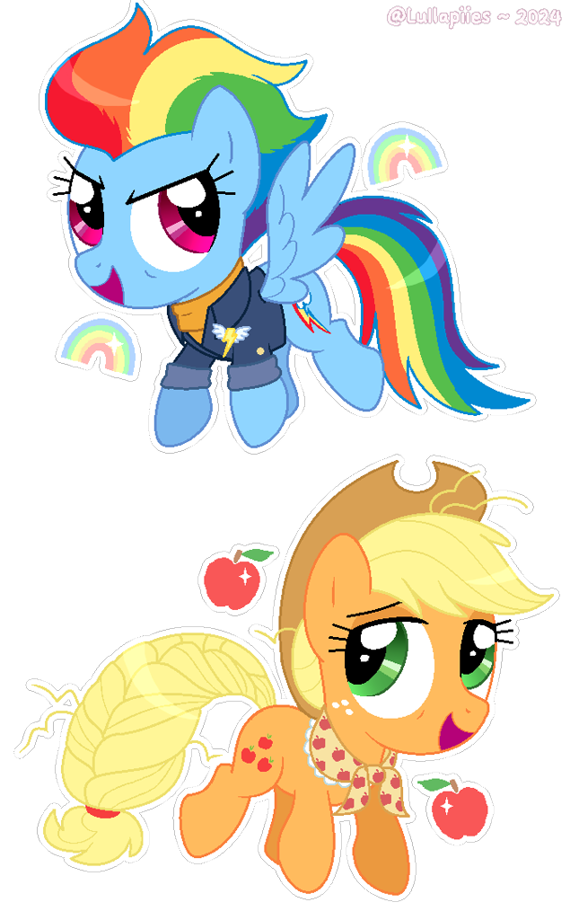 #3353290 - safe, artist:lullapiies, applejack, rainbow dash, earth pony ...