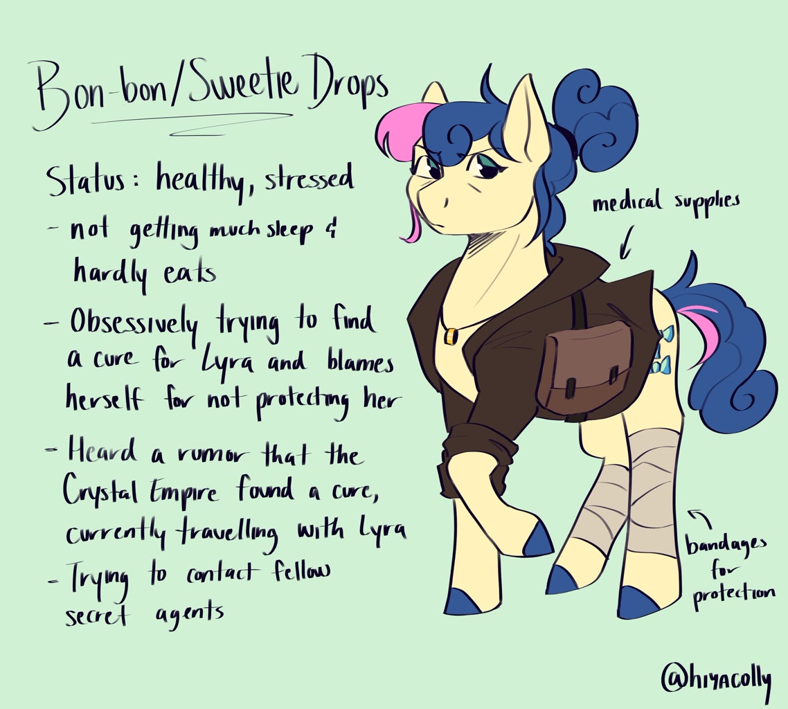 #3353700 - safe, artist:hiyacolly, bon bon, sweetie drops, earth pony ...