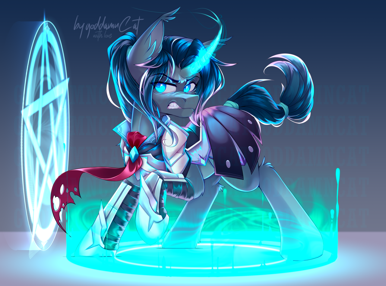 #3336073 - safe, artist:goddamncat, oc, oc only, oc:steel force, pony, unicorn, accessory, armor ...