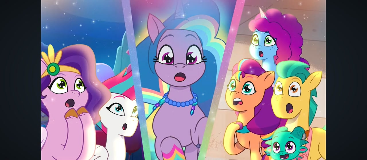 #3336628 - safe, screencap, hitch trailblazer, izzy moonbow, misty brightdawn, pipp petals ...