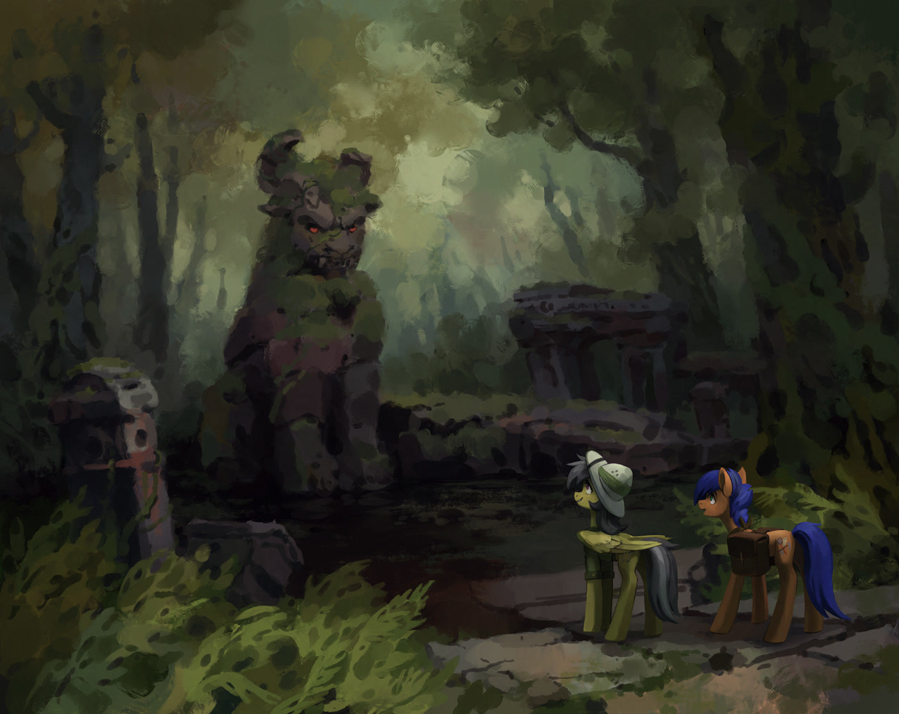 #3336823 - safe, artist:koviry, daring do, oc, oc:dicey dig, earth pony ...