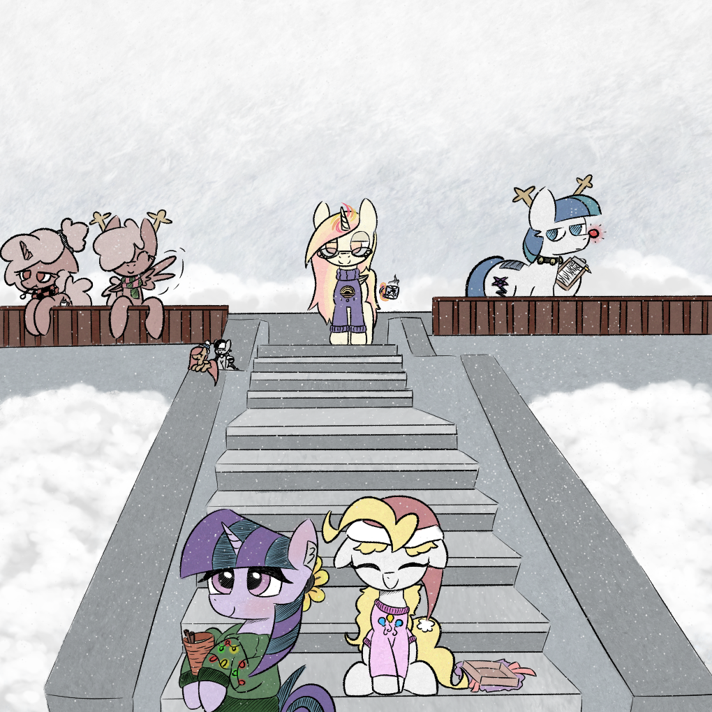 #3337903 - safe, artist:castafae, oc, oc only, oc:bright dawn, oc:constellation cradle, oc:easel ...