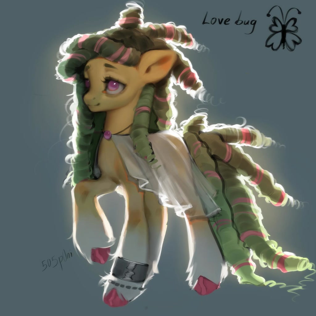 #3338671 - safe, artist:505p0ni, oc, oc only, oc:love bug, earth pony, pony, bracelet, cape ...