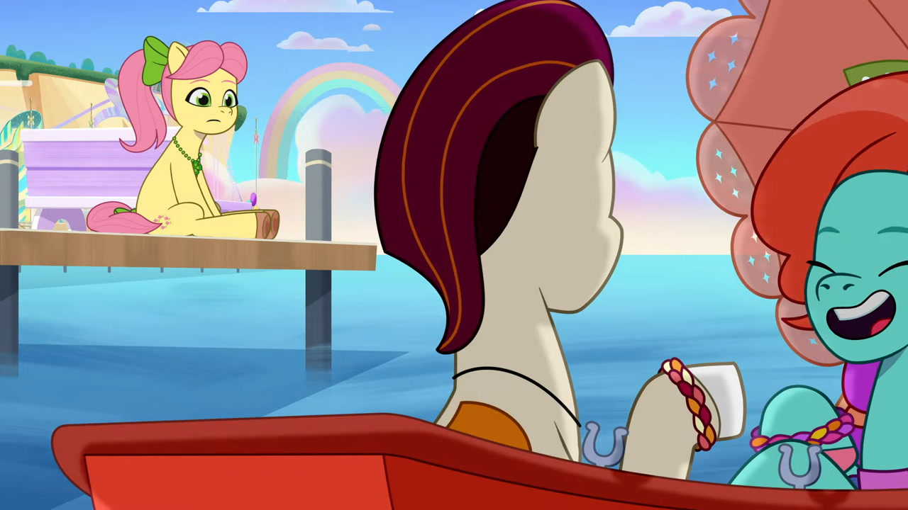 #3355112 - safe, screencap, jazz hooves, posey bloom, rocky riff, earth pony, pegasus, pony, g5 ...